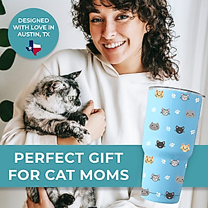 KEDRIAN Cat Mom Tumbler 30oz, Perfect Cat Gifts For Cat Lovers, Cat Lover Gifts For Girls, Cat Lover Gifts For Women, Cat Gifts For Women, Cat Mom Gifts For Women Mothers Day Cat Mom Mothers Day Gifts