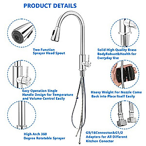 Kitchen Faucets with Pull Down Sprayer and Magnetic Docking Spray Head, Adjustable Faucet Made of 304 Stainless Steel, for Home Outdoor Farmhouse Laundry Commercial Sink’