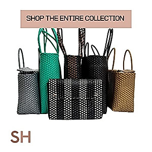 Somewhere Haute® Recycled Plastic Hand Woven Fold over Clutch Bag (Solid Black)