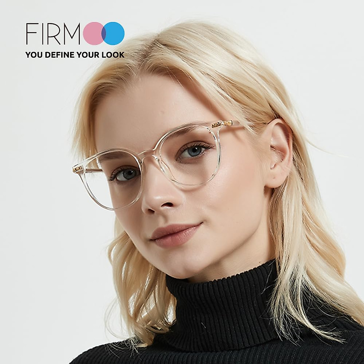 Firmoo Blue Light Blocking Glasses for Women/Men, Oversized Round Clear Computer Glasses Bluelight Blocker Glasses Anti Glare Reduce Eye Strain