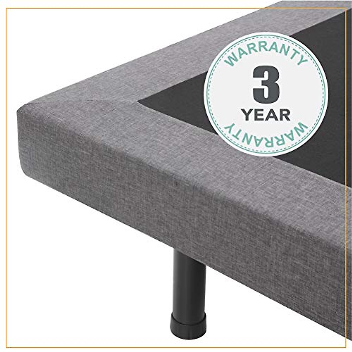 Adjustable Comfort Upholstered Adjustable Bed Base with Massage, Wireless Remote, Three Leg Heights, and USB Ports-Ergonomic, Twin XL, Dark Grey