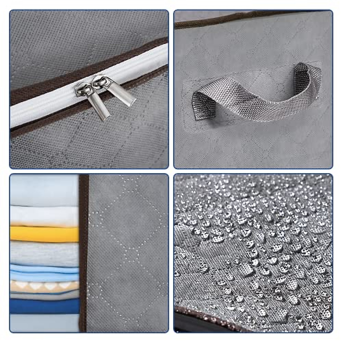 JERIA 6-Pack Extra Large Capacity Storage Bins with Clear Window, Closet Organizer and Clothes Storage Bags, Reinforced Handle and Sturdy Zipper (Grey)