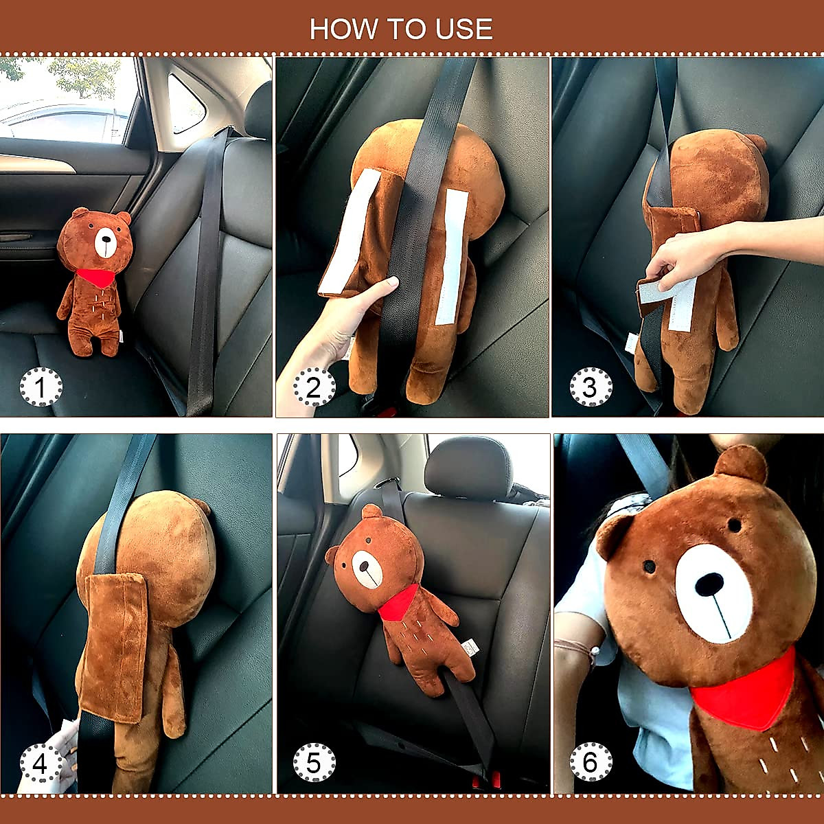 Seat Belt Pillow for Kids，Teddy The Bear Seat Belt Cover Vehicle Protect Shoulder Pads Seat Strap Pillows Kids Seat Belt Cushion for Kids of All Ages All Cars Seat Belts
