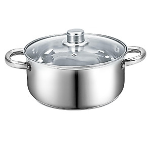 Bene Casa Classics Stainless Steel Dutch oven with Glass lid. 3 Quart
