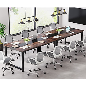 Tribesigns Conference Table, 6FT Meeting Seminar Table Rectangular Meeting Room Table, 70.8L x 31.5W x 29.5H, Brown/Black