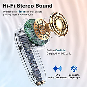 Wireless Earbuds, Bluetooth 5.3 Headphones with 40H Playtime, Bluetoth Earbuds with Premium Sound Deep Bass, In-Ear Wireless Earphones with Mic for Android iOS, Super Light & Portable, IP7 Waterproof