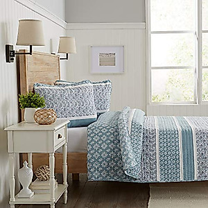 Great Bay Home 3-Piece Reversible Blue Full/Queen Quilt Comforter with 2 Shams | Lightweight, All-Season, Cozy, Modern Bedspreads | Paisley Coverlet Sets | Kadi Collection