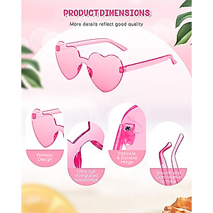 Chicpop Heart Shaped Sunglasses Candy Color Rimless Fun Heart Sunglasses for Women Men Party Favors