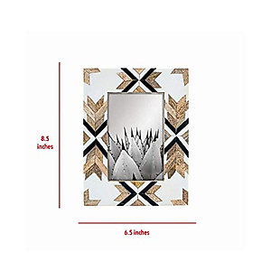 Foreside Home and Garden 4 x 6 inch Southwest Pattern Decorative Wood Picture Frame, 43, White, Brown