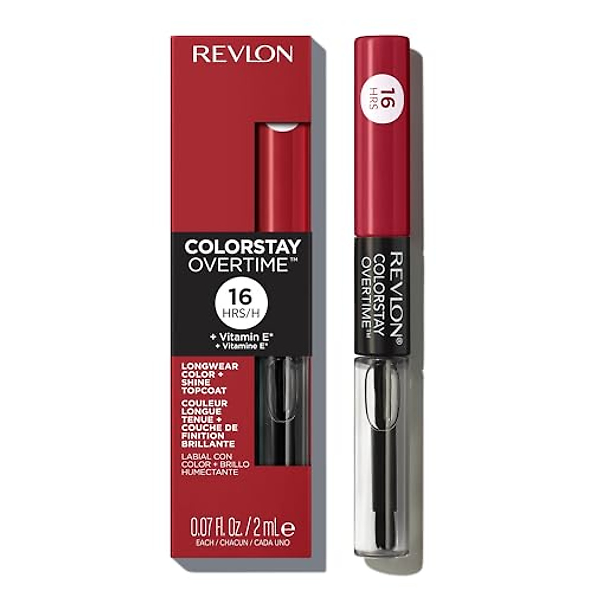 Revlon Liquid Lipstick with Clear Lip Gloss, ColorStay Overtime Lipcolor, Dual Ended with Vitamin E, 140 Ultimate Wine, 0.07 Fl Oz