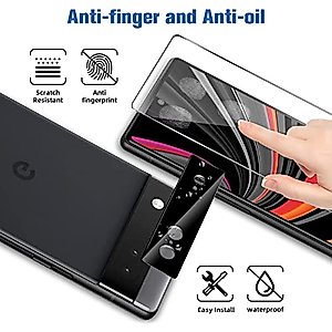 [3+2 Pack] Glass Screen Protector and Camera Protector, HD Clear 9H Tempered Glass Scratch Resistant, Fingerprint Unlock,Full Coverage，Bubble-Free for Google Pixel 7