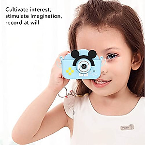 Pssopp Kids Digital Camera, Multifunction Blue Cute Cartoon HD Digital Camera Video Recorder Birthday Gifts for Boys Girls