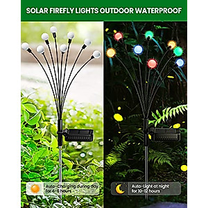 NEEMO Solar Garden Lights 4 Pack - Upgraded Brighter Firefly Lights Solar Outdoor with 8 LED, Swaying and Dancing, Solar Outdoor Lights, Pathway Lights Solar Powered for Yard Garden Patio (Colorful)
