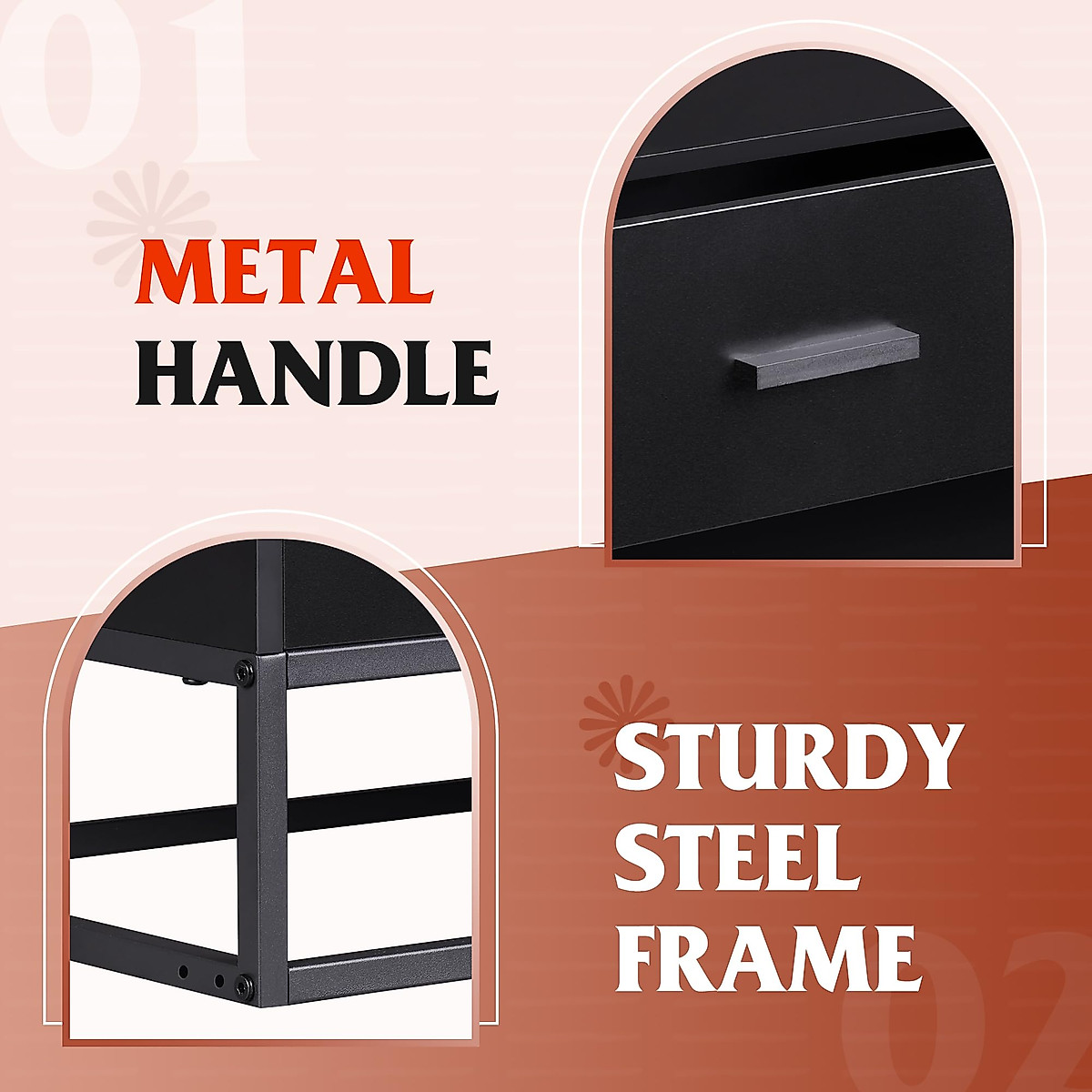 WLIVE Wood Dresser for Bedroom with 4 Drawers, Chest of Drawers, Tall Dresser Drawers with Sturdy Metal Frame for Hallway, Living Room, Closet, Black