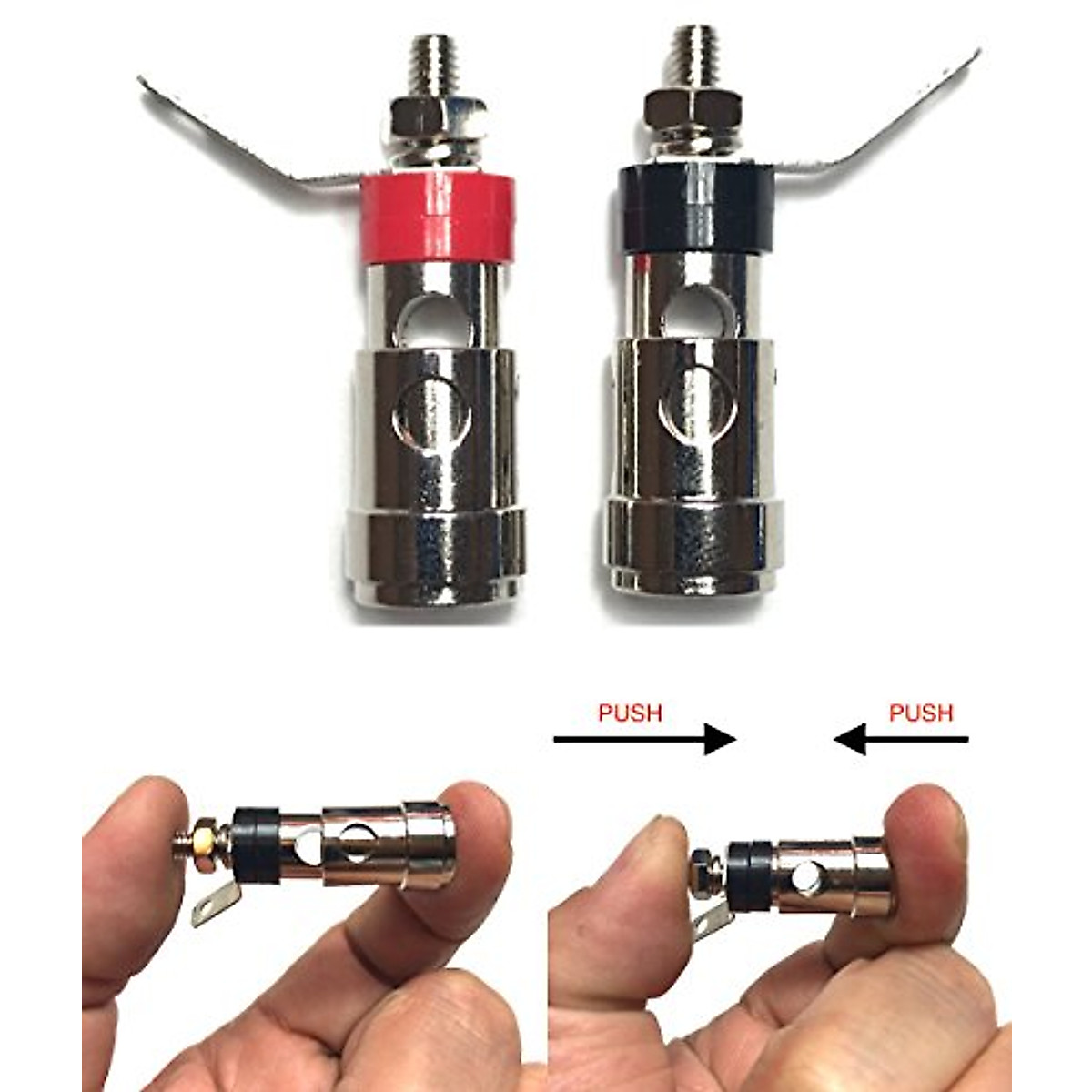 CESS Amplifier Terminal Connector Binding Post Push Quick Type -Binding Post Spring Loaded Press Subwoofer Basket Terminal (4 Pack)