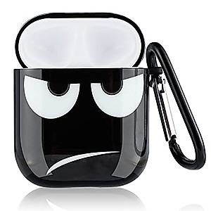 Jowhep for AirPod 2/1 Case for AirPods Cover Air Pods Cases Hard IMD Cartoon 3D Funny Kawaii Cute Fun Design Character Unique Pretty Shell Skin for Men Boys Girls Friends (Black DTM)
