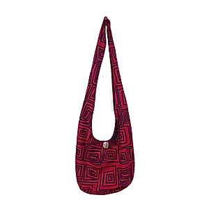 Lovely Creations's Hippie Boho New Elephant Crossbody Bohemian Gypsy Sling Shoulder Bag"Small" Size (Square Red)