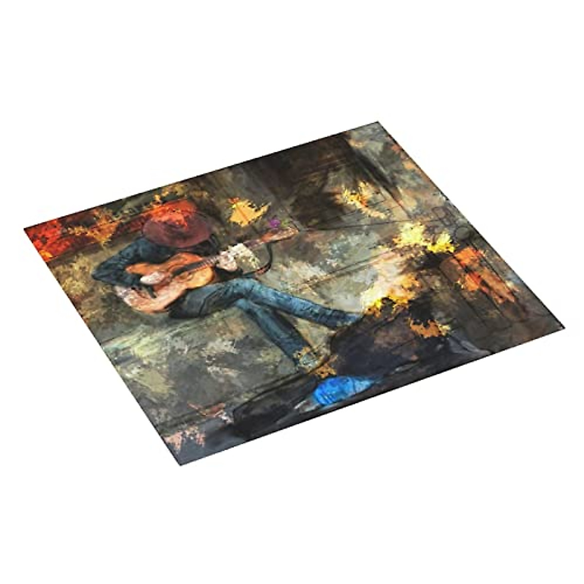 Musical Man Playing Guitar Printed Drying Mat For Kitchen Ultra Absorbent Microfiber Dishes Drainer Mats Non-Slip Silicone Quick Dry Pad - 18 X 16inch