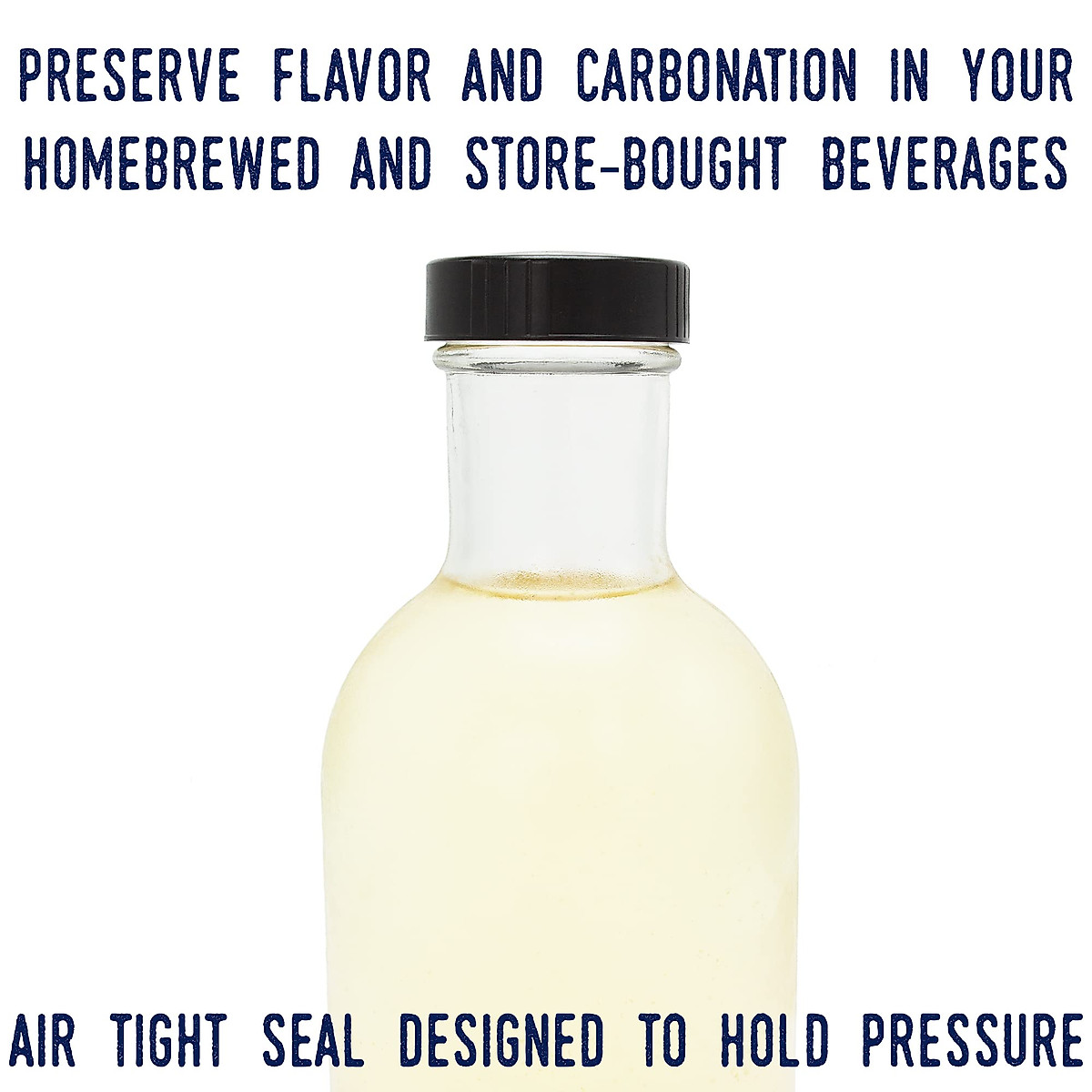 Kombucha Airtight Re-usable Secondary Fermentation Lids 8pk | Fits most store-bought Kombucha Bottles & Most Growlers | 38mm polyseal cap | Rust free