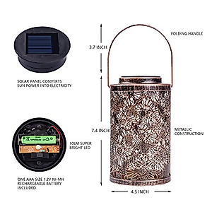 Solar Lanterns Outdoor Hanging - Garden Solar Lights Metal Outdoor Lantern 2 Pack Decorative Garden Table Lights Solar Powered SUNWIND 2 Pack for Porch, Patio, Home (Flower)