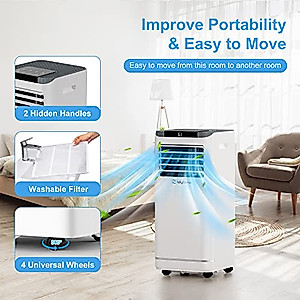 Wiytamo 10,000 BTU Portable Air Conditioners for Room Up to 450 Sq.Ft, 4-in-1 Portable AC Unit, Heater, Dehumidifier & Fan with Remote Control, Self Evaporation System, LED Display