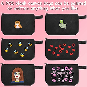 Weewooday 8 Pieces Canvas Cosmetic Bags Plain Makeup Pouch with Zipper Blank DIY Bags for Travel Toiletry Makeup Cosmetic Stationery (Black,11.8 x 7.48 x 2.76 Inches)