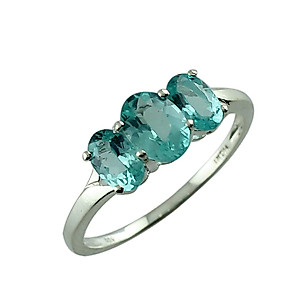 Carillon Stunning Blue Apatite Oval Shape 4X6MM Natural Earth Mined Gemstone 925 Sterling Silver Ring Wedding Jewelry for Women & Men