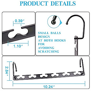 Space Saving Hangers Magic Hanger Closet Space Saver Organizers and Storage Wardrobe Space Saving Clothes Hangers Space Saving Hangers for Clothes Hanger Organizer (Black-Metal)