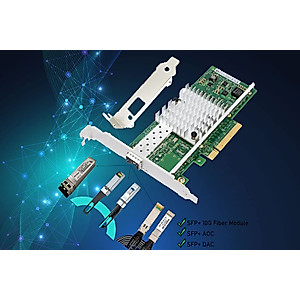 10Gb Network Card Single SFP+ Port PCIE x8 Ethernet Converged Server Adapter NIC Compatible Intel X520-DA1 82599EN Chip Support Windows 7/8/10/11/Visa,Server/Linux/VMware