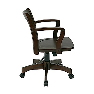 OSP Home Furnishings Deluxe Wood Banker's Desk Chair with Adjustable Height, Locking Tilt, and Heavy Duty Base, Espresso
