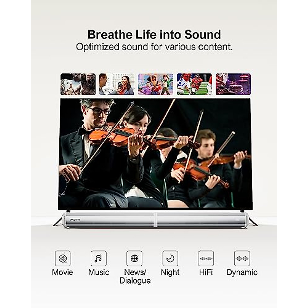 ULTIMEA 2.2ch Sound Bars for TV, 2 in 1 Separable Speakers Design Soundbar for TV, Built-in 4 Speaker, Bluetooth 5.0 TV Sound Bar, ARC/Optical/Aux Home Theater Speakers, Wall Mount