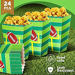 Zubebe 36 Pcs Football Popcorn Boxes Football Party Favor Football Party Supplies Paper Snack Cups Sports Theme Disposable Popcorn Bowl for Birthday Sports Event, 5.1 x 3.6 x 2.5''