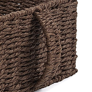 The Lakeside Collection Wicker-Look Decorative Storage Basket with Carry Handle - Brown