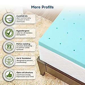 Nelaukoko 2 Inch Twin Memory Foam Mattress Topper, Single Size Foam Topper for Single Bed, Single Topper Ventilated Gel Foam Mattress Pad