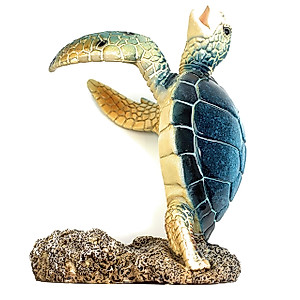 Globe Imports Blue Sea Turtle Resin Wine Bottle Holder, 7.75 Inches Tall