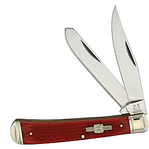 Rough Rider Rr1498 Red Strawberry Bone 2 Blade Trapper Open Folding Pocket Knife Outdoor Survival Hunting Knife by Survival Steel