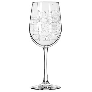 16 oz Tall Stemmed Wine Glass for Red or White Wine City Map San Francisco, CA California