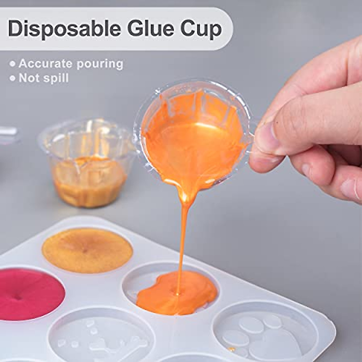 LET'S RESIN Epoxy Mixing Cups Kit,200Pcs Plastic Resin,30ml Disposable Measuring Cups,50 Wooden Stirring Sticks, Dropper, Mixing Cups for Epoxy Resin, Paint Mixing, Jewelry Making