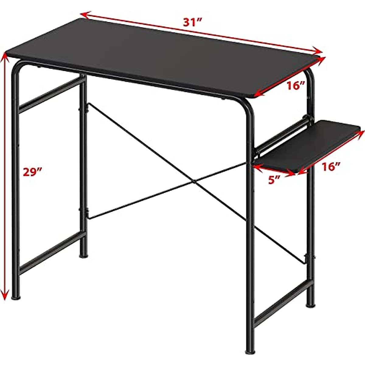 SHW Harrison 31-inch Home Computer Desk with Shelves, Black