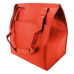 BAGedge Insulated Grocery Bags, Set of 2 Reusable Shopping Bags for Groceries, Food Delivery Bags for Hot and Frozen Foods - Red