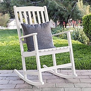 Best Choice Products Indoor Outdoor Traditional Wooden Rocking Chair Furniture w/Slatted Seat and Backrest, White