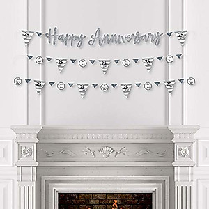 Big Dot of Happiness We Still Do - 25th Wedding Anniversary - Anniversary Party Letter Banner Decoration - 36 Banner Cutouts and Happy Anniversary Banner Letters