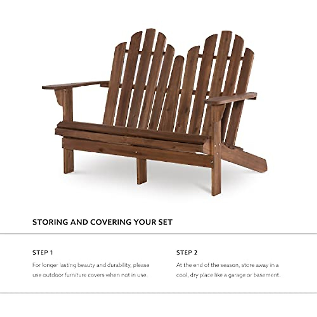 Linon Jayde Adirondack Double Bench, Teak