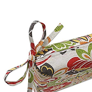 Pillow Perfect - 450063 Outdoor/Indoor Zoe Citrus Square Corner Seat Cushions, 18.5 in. L X 16 in. W X 3 in. D, Green, 2 Pack & Outdoor/Indoor Zoe Citrus Lumbar Pillows, 11.5" x 18.5", Green, 2 Count