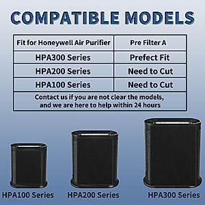 HRF-A300 Pre Filter A Replacement for Honeywell HEPA Air Purifier HPA300 Series, Funmit 8 Pack Precut Activated Carbon Pre Filter Replacement Compatible with Honeywell Air Purifier Prefilter A