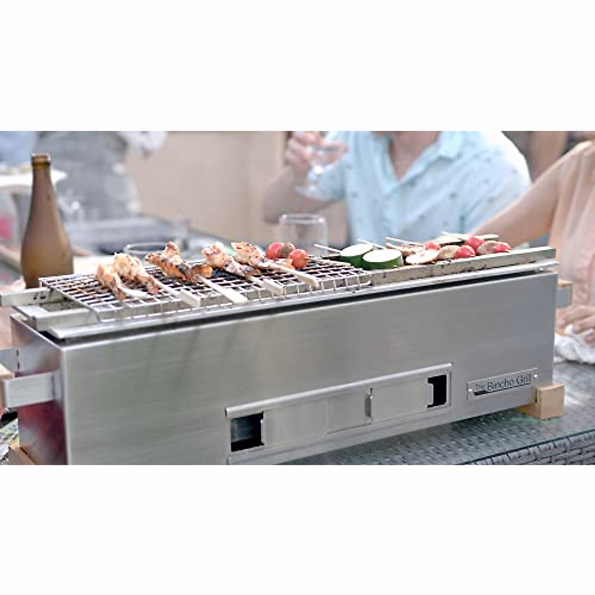 The Bincho Grill GR610S Yakitori Tabletop Charcoal Japanese Style Griller, Robata 24" Made in USA