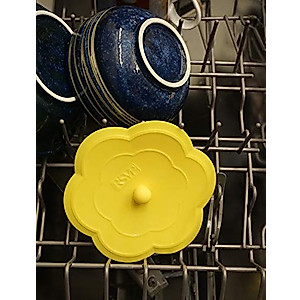 RSVP International Yellow Silicone Flower Kitchen Stopper, 6" | Sink Plug | Water-Tight Seal | Durable Silicone Withstands Hot Water | Dishwasher Safe