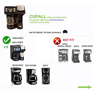 12-CUP Glass Replacement Coffee Carafe Compatible with Mr. Coffee, Black & Decker, Cuisinart and More, Black Close Handle