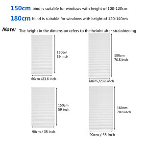 2 Pack Temporary Blinds for Window, Self Adhesive Pleated Blinds Cordless No Drill Fabric Blinds Room Darkening Shades Blackout Shades for Bathroom Kitchen Office 23.6 * 59Inch(W*H)