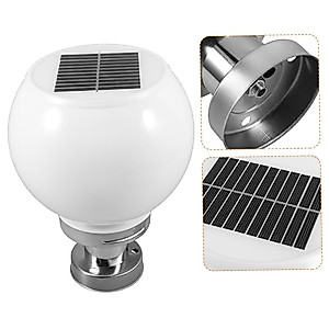 SOLUSTRE Round Ball Waterproof Solar Outdoor Column Lamp Villa Fence LED Post Light Courtyard Garden Lawn Street Lights External Landscape Patio Pillar Lighting Fixture